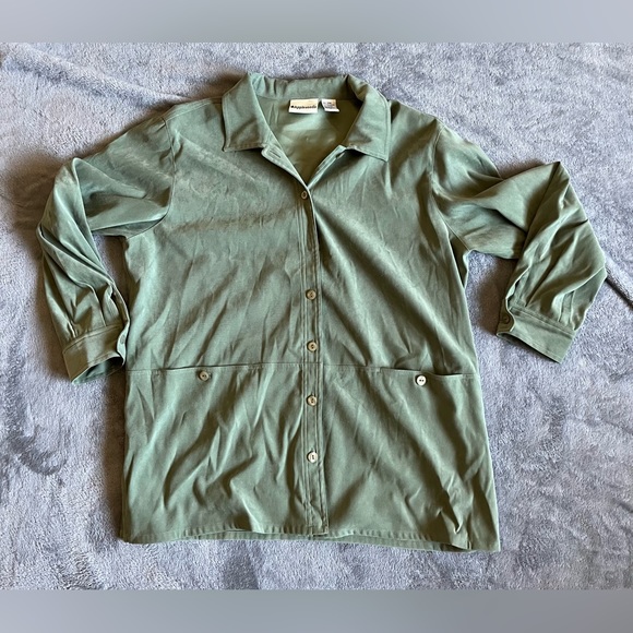 Appleseed's | Tops | Womens 8w Casual Long Sleeve Sage Green Button ...